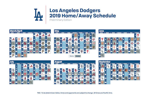 Los Angeles Dodgers 2019 regular season schedule - Dodger Blue